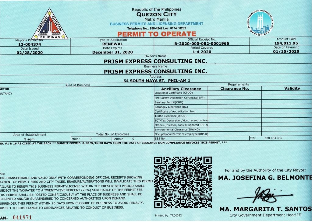 Certifications – Prism Express Consulting, Inc.